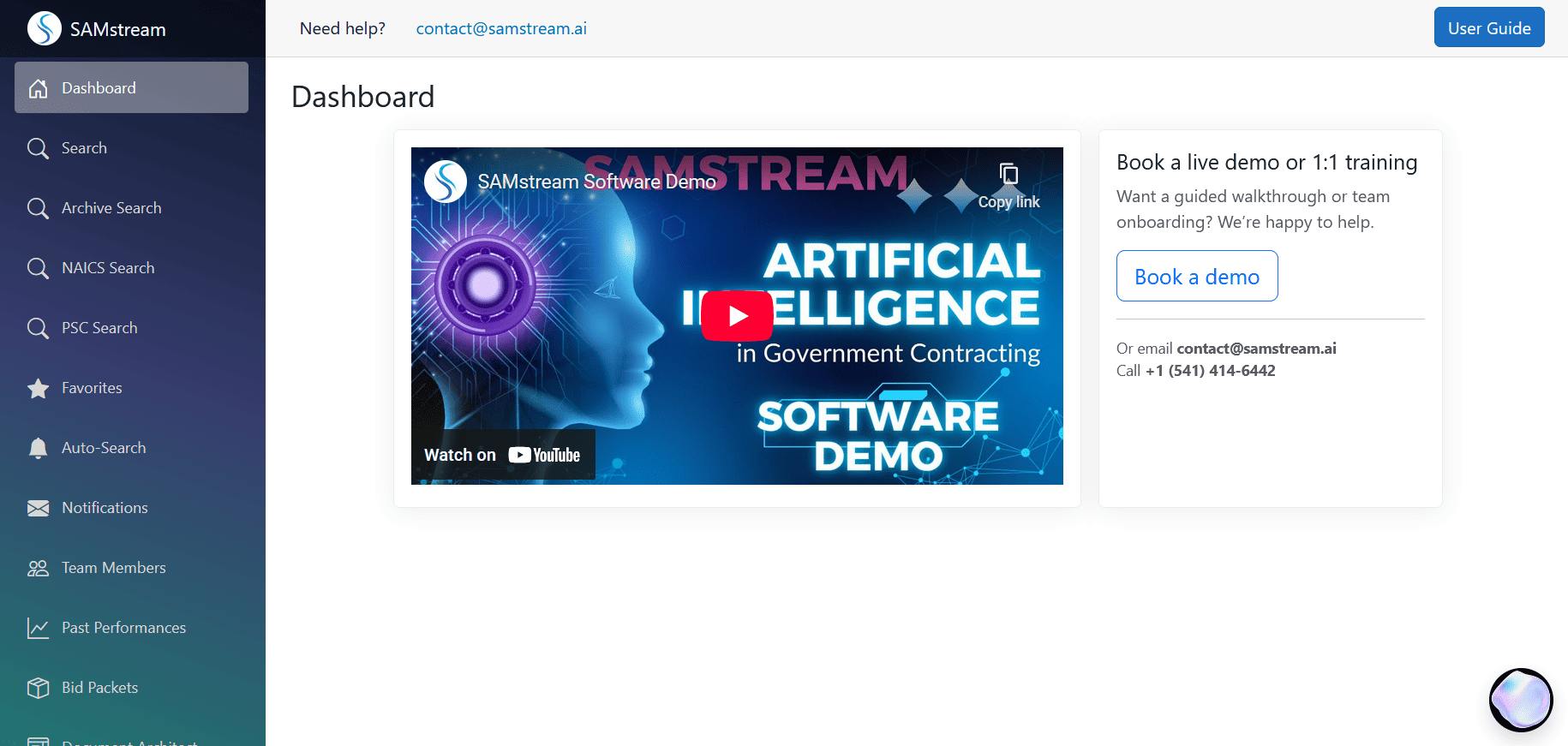 SAMstream – Government contracting made easy with AI | What Launched Today